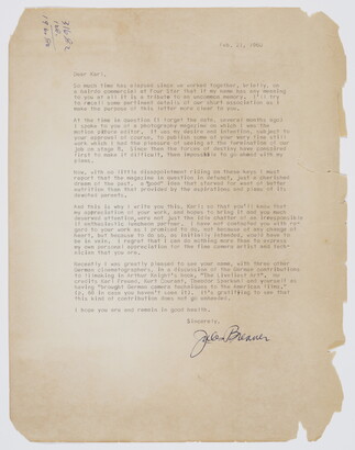 Jules Brenner to Karl Struss. February 21, 1960. | Amon Carter Museum ...
