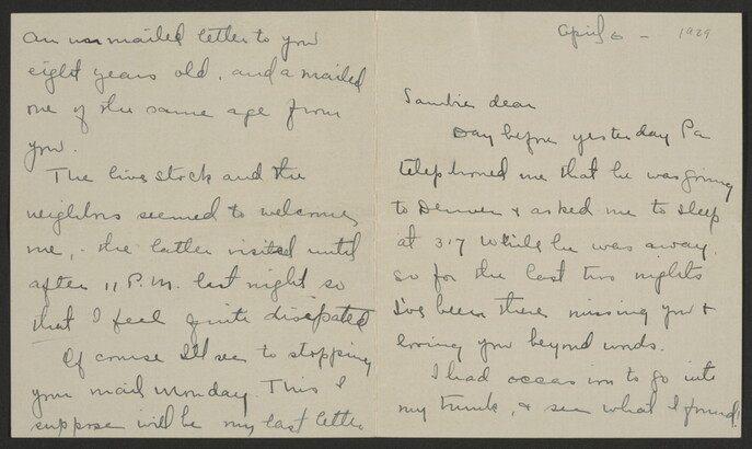 Elizabeth Forster, Colorado Springs, Colorado, to Laura Gilpin. April 6 ...