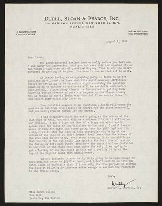 Walter L. Goodwin, Duell, Sloan & Pearce, Inc., New York, New York, to ...