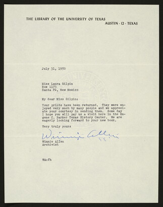 Winnie Allen, Archivist, Library of the University of Texas, Austin ...