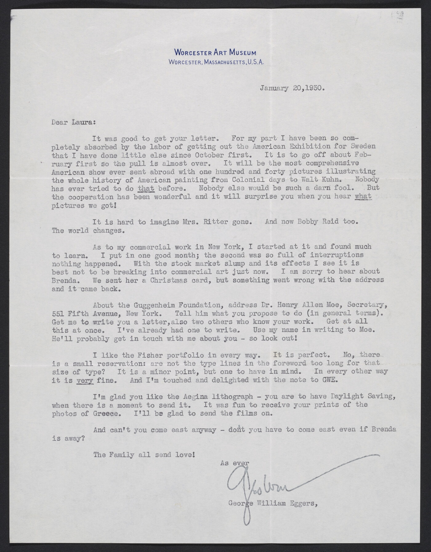 George William Eggers, Worcester, Massachusetts, to Laura Gilpin ...