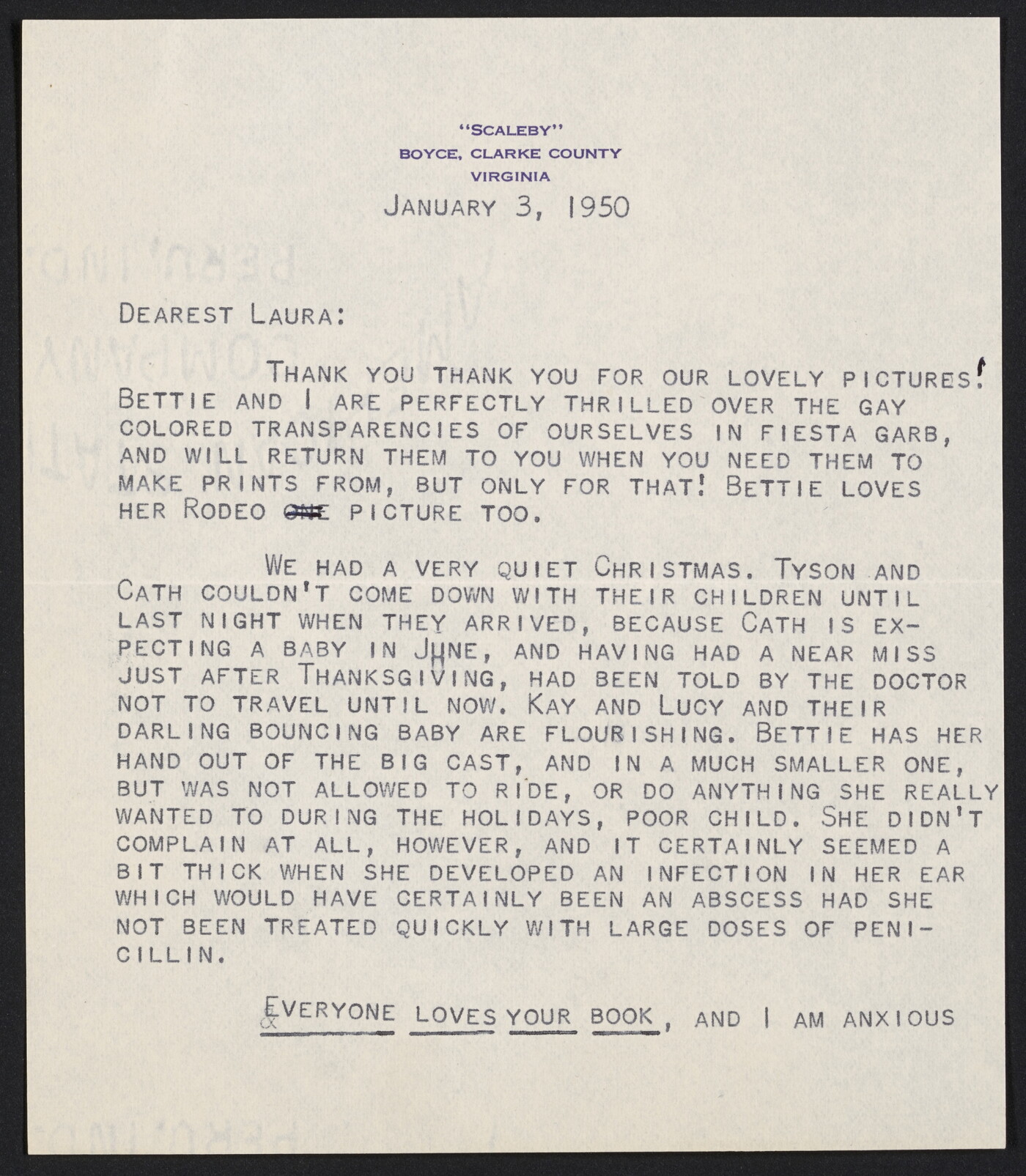 Isabella [Gilpin], Boyce Clarke County, Virginia, to Laura Gilpin ...