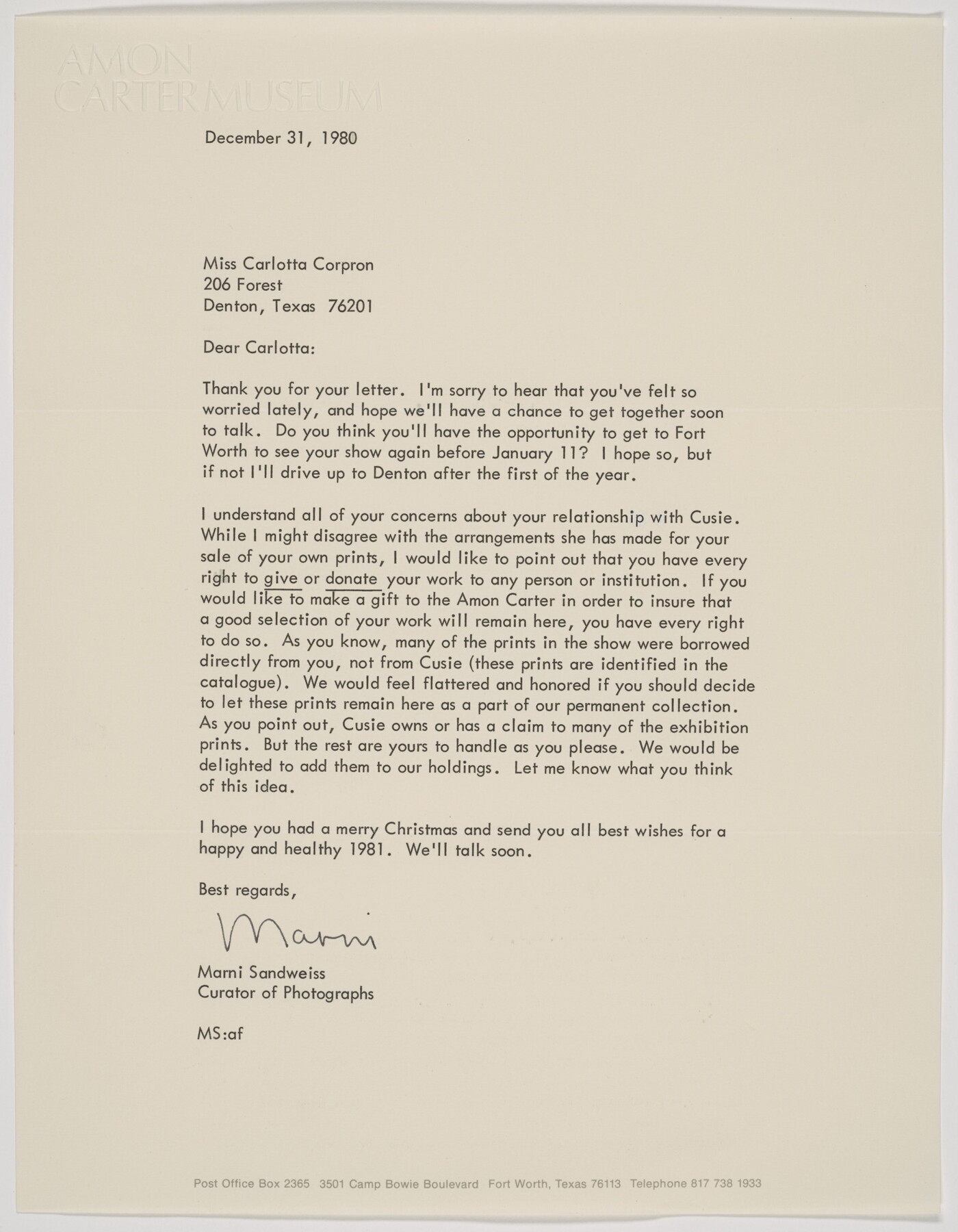 Marni Sandweiss, Amon Carter Museum, Fort Worth, Texas, to Carlotta ...