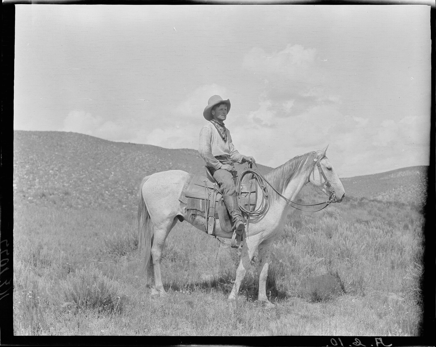 A JA cowboy mounted on a gray cow pony. JA Ranch, Texas. | Amon Carter ...