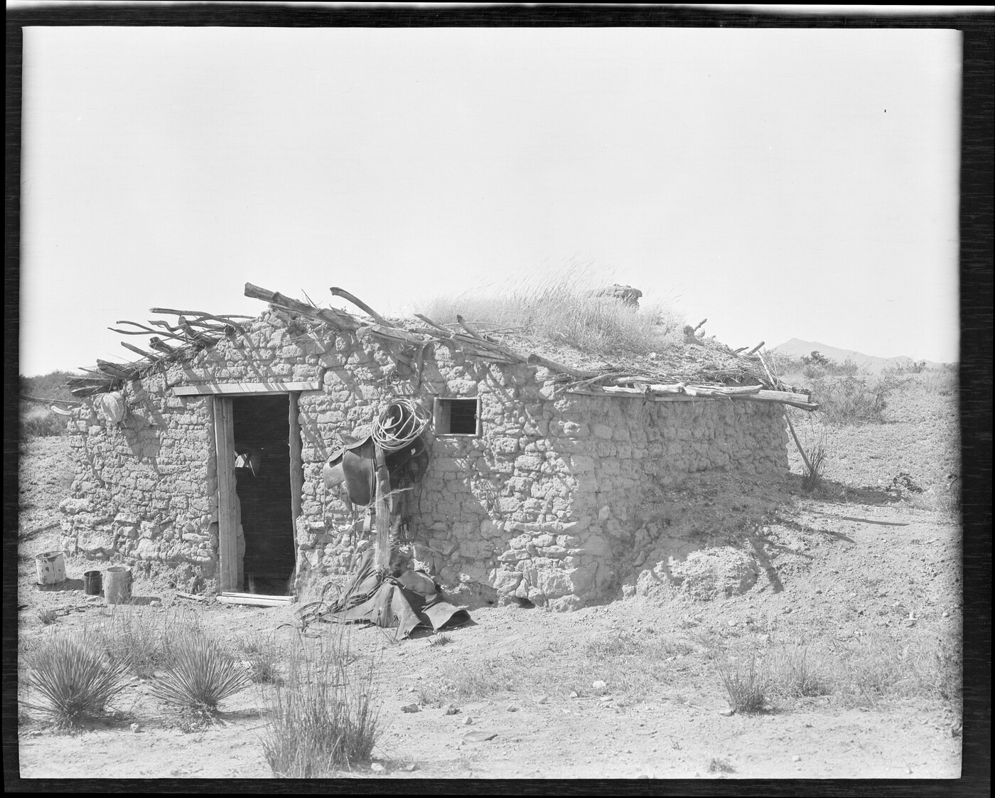 Adobe house on the Block range in New Mexico used for a line camp ...