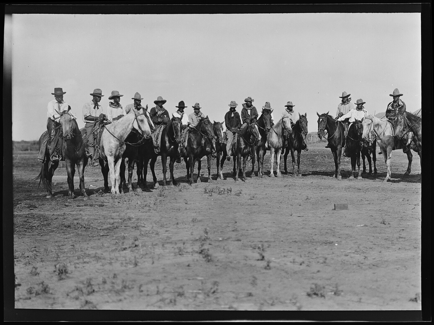 [African-American cowboys on their mounts ready to participate in the ...