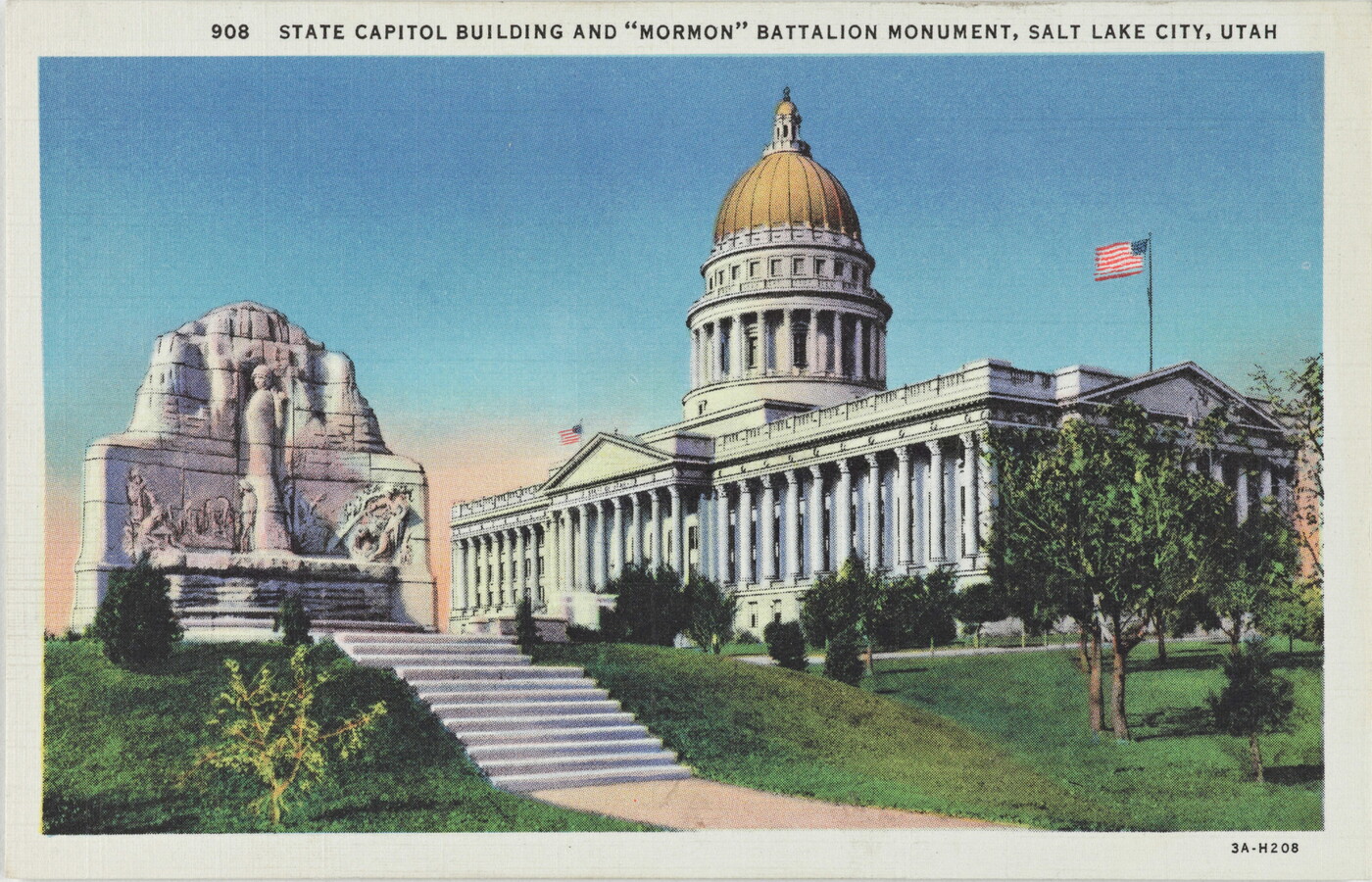 State Capitol Building and Mormon Battalion Monument, Salt Lake City ...