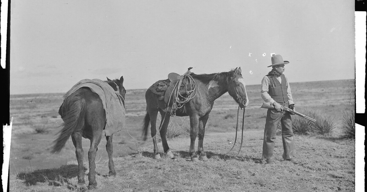 Ed Bomar, Boss of the Turkey Track Outfit, with "Rabbit," Turkey Track ...