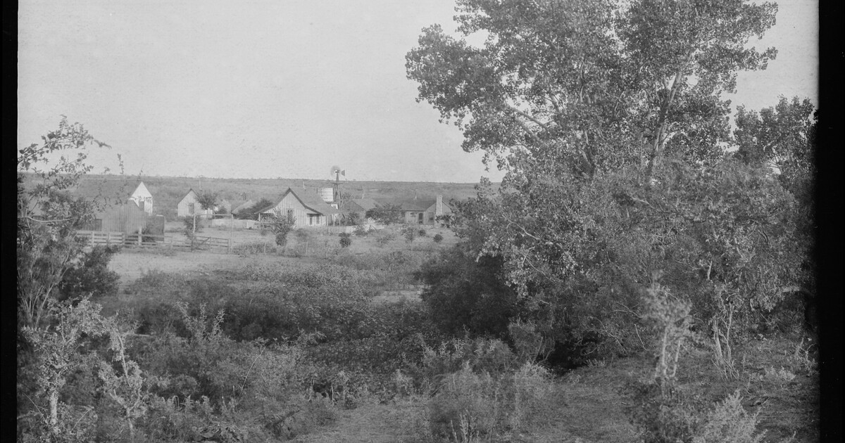 A ranching establishment headquarters somewhere in the Southwestern ...