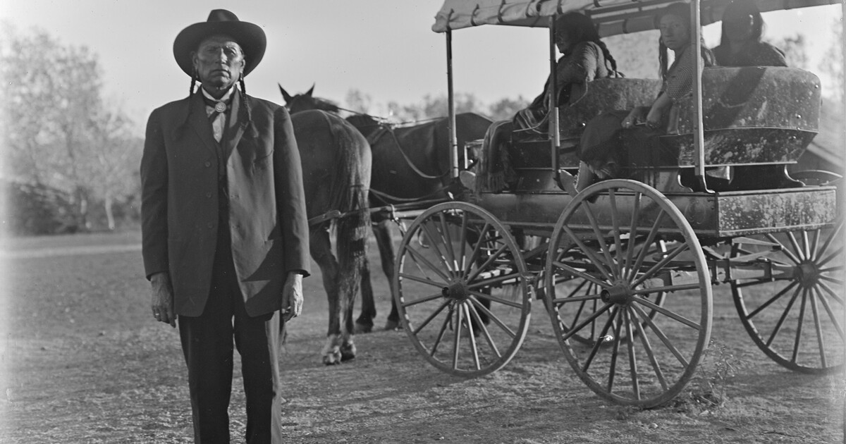 Chief Quanah Parker, Famous Mixed-Blood Comanche Indian, with Three of ...