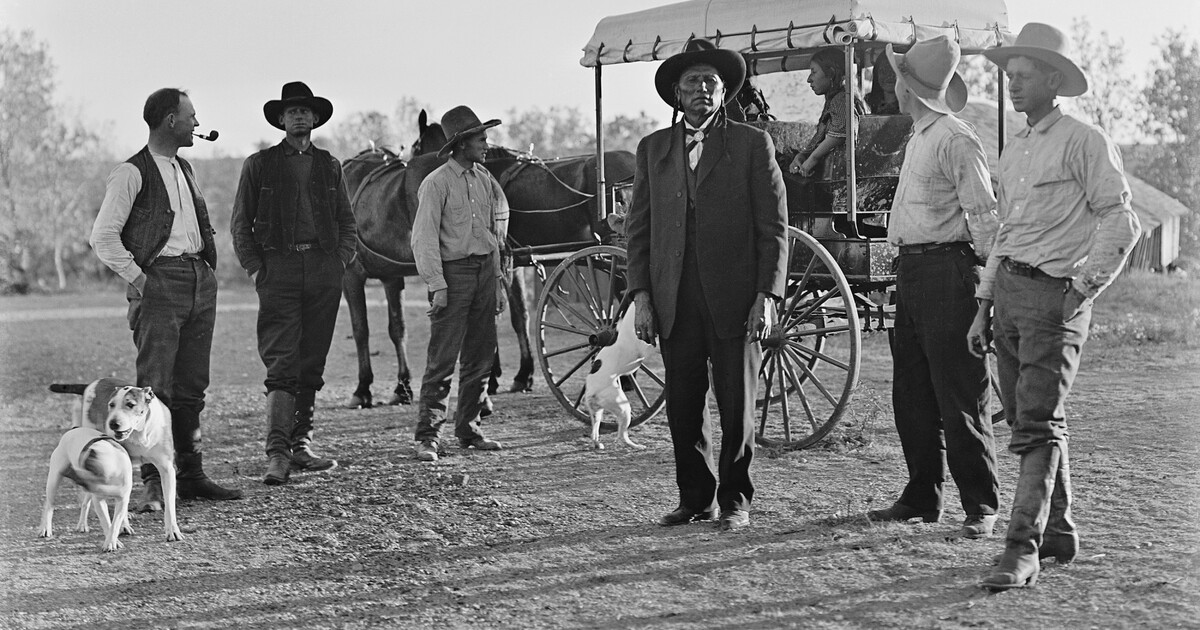Chief Quanah Parker, Famous Half-breed Comanche Indian, with Three of ...