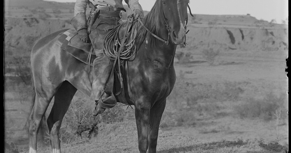 A typical cowpuncher and his mount. Spur Ranch, Texas. | Amon Carter ...