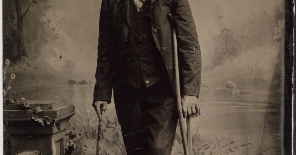 [Al Sieber, standing with crutches, full length] | Amon Carter Museum ...