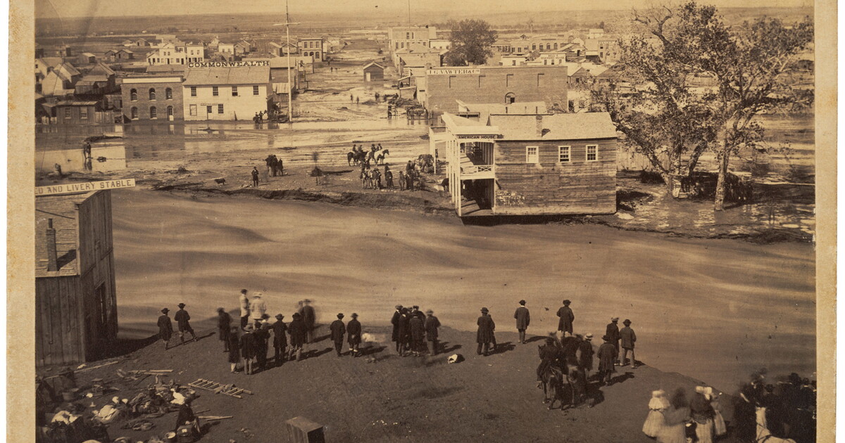 Larimer St. Looking West - Cherry Creek Flood of 1864, Denver, Colorado ...