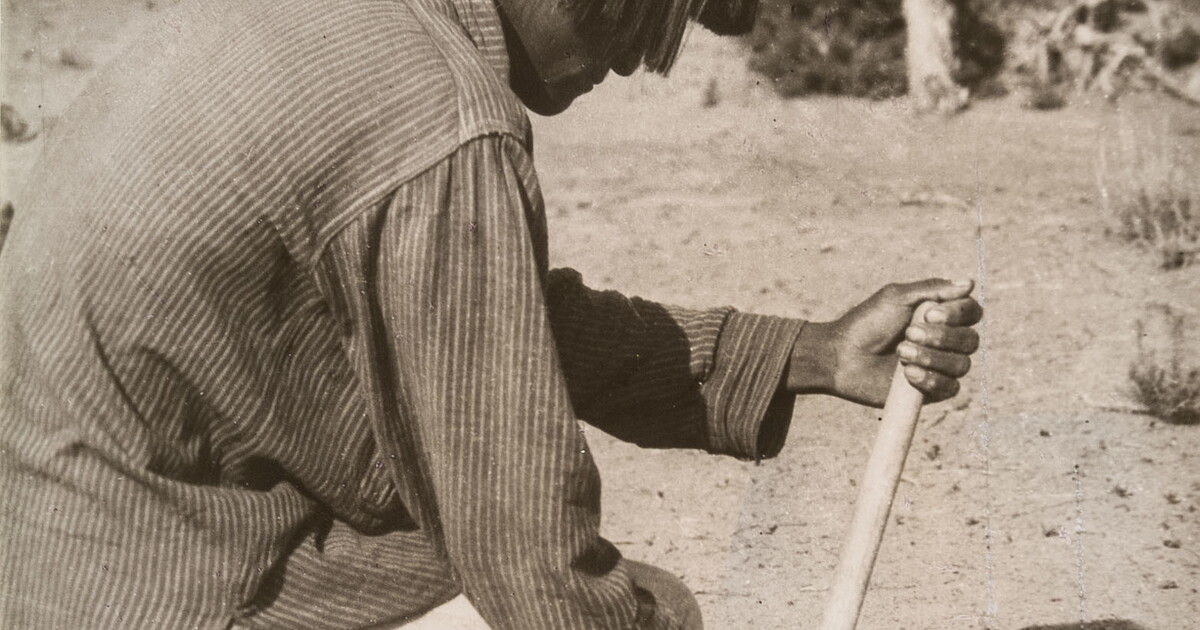[Navajo man digging with stick] | Amon Carter Museum of American Art